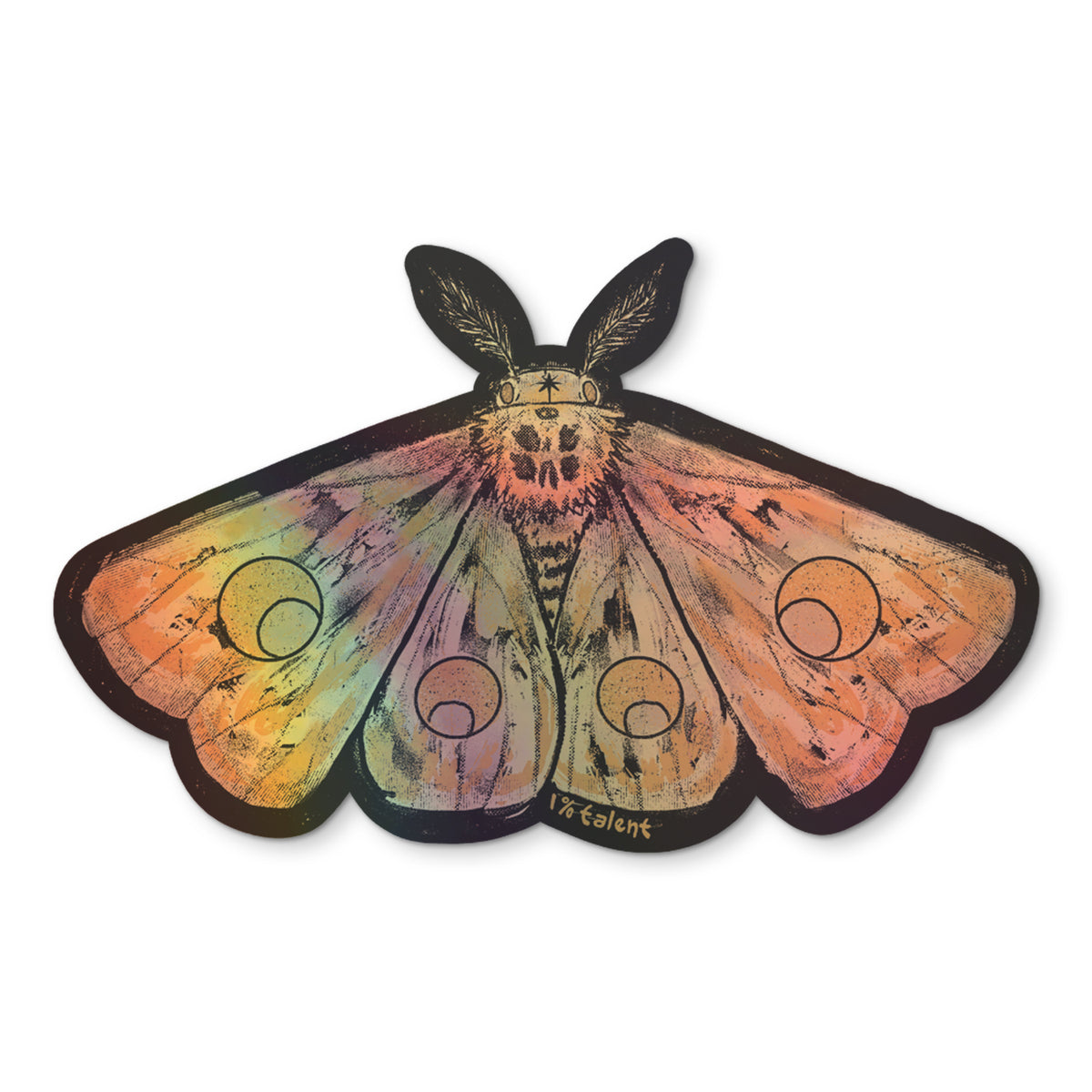 Holographic Moon Moth Sticker – 1%talent